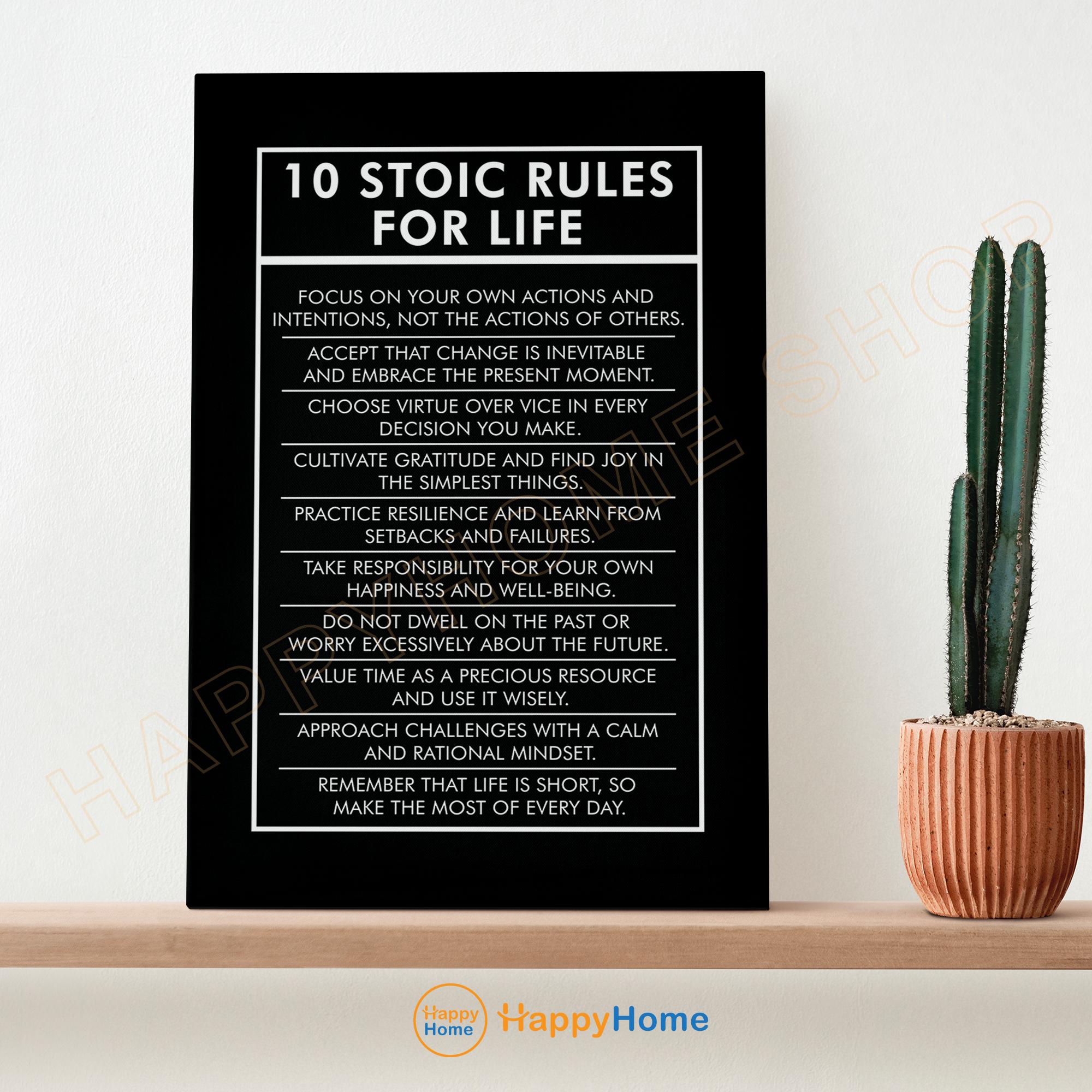10 Stoic Rules of Life Wall Art Marcus Aurelius Quote Stoicism ...