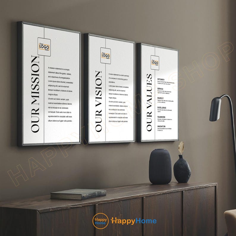 Personalized Business Statement Our Vision Our Mission Our Values Wall ...