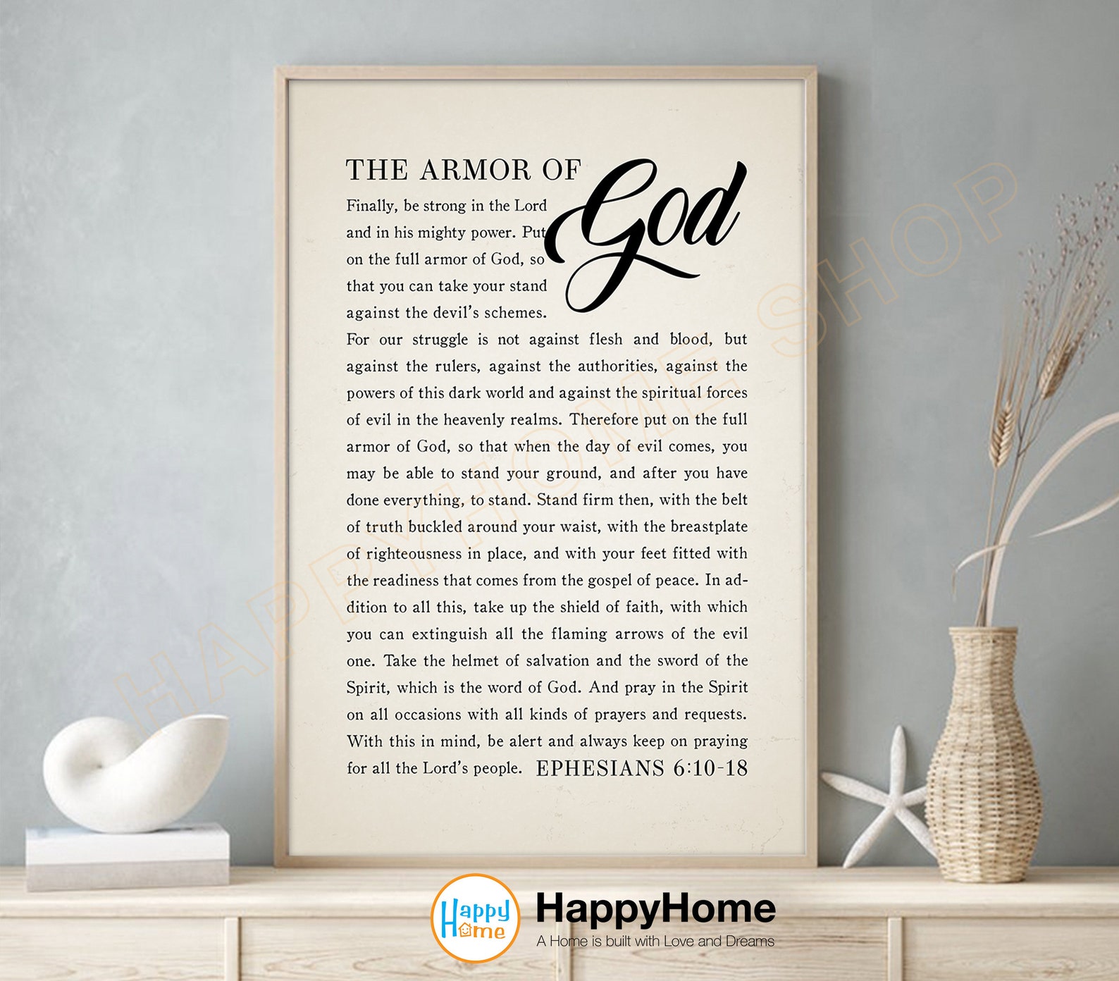 The Armor of God Ephesians 6:10-18 NIV Bible Verse Wall Art Scripture ...