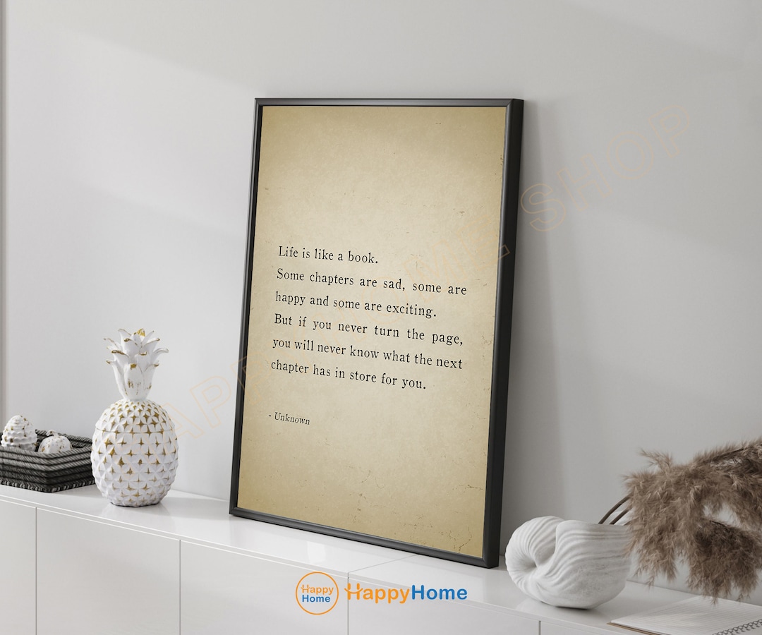 Life is Like A Book Quote Wall Art Motivational Quotes Literary Prints ...