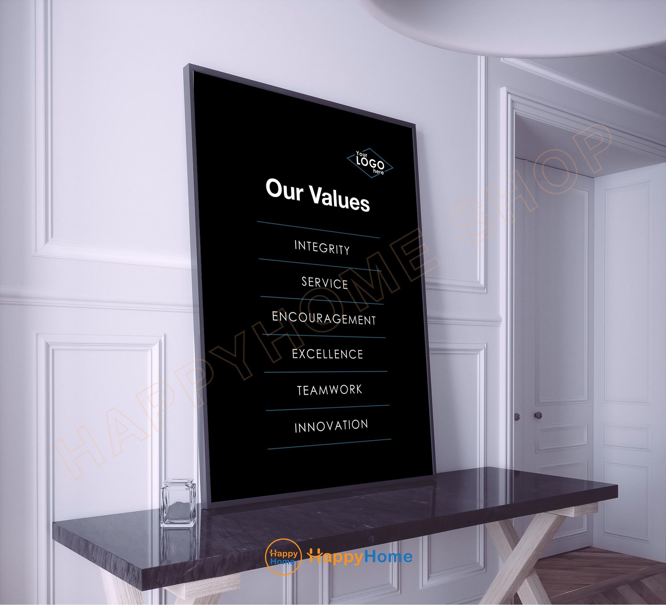 Custom Company Core Values Wall Art Business Office Decor Personalized ...