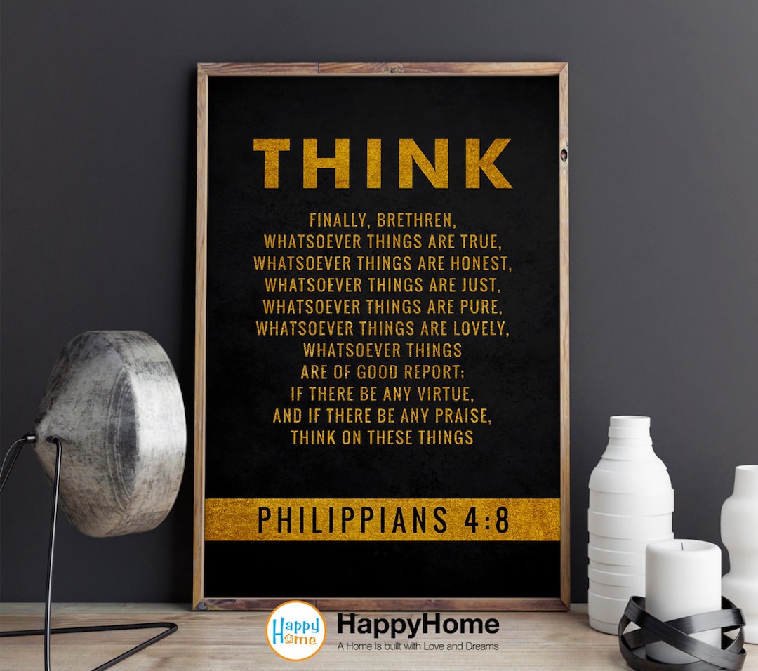 Philippians 4:8 Think on These Things | Bible Verse Wall Art | Modern ...