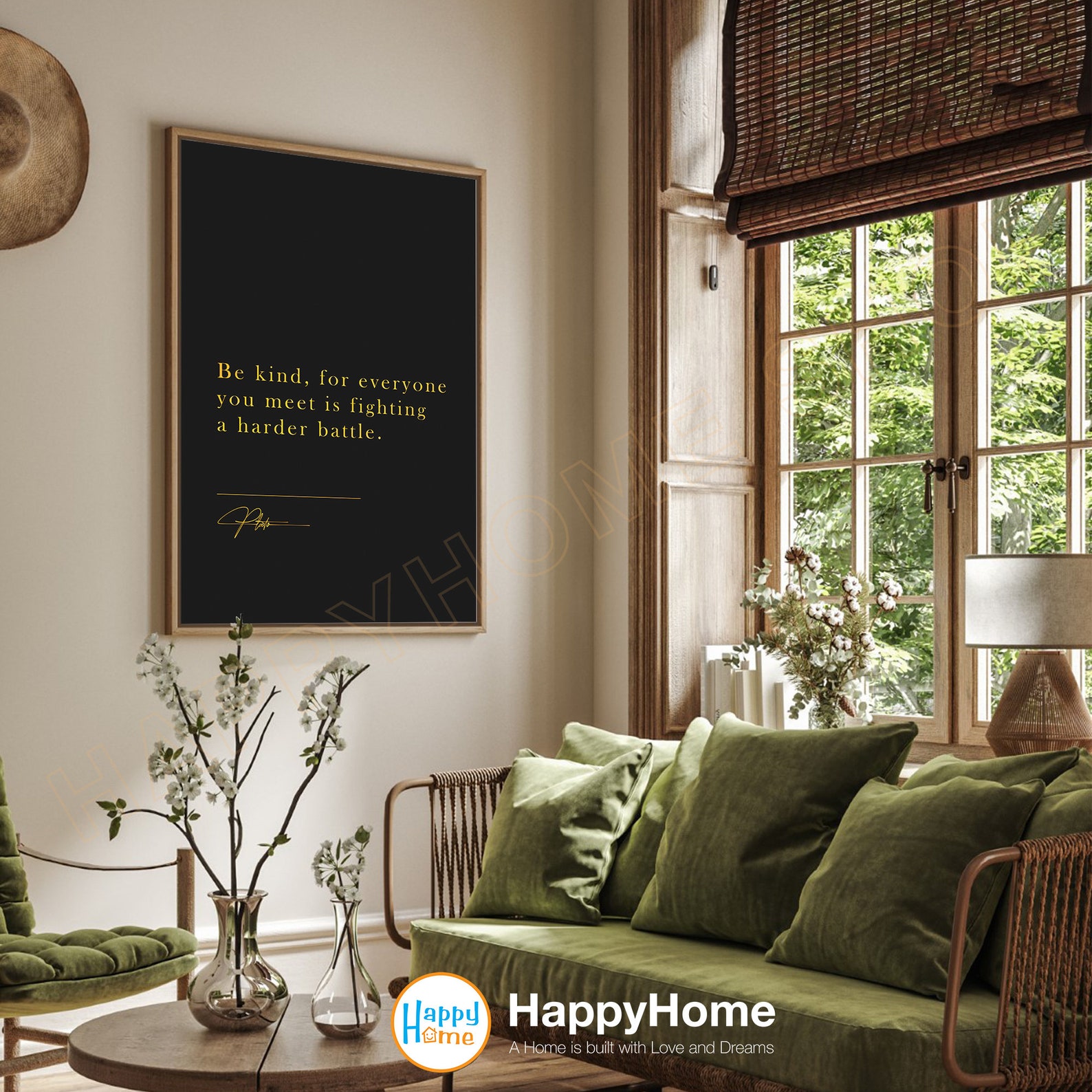 Plato Quote Wall Art Be Kind is Fighting A Harder Battle Motivational ...