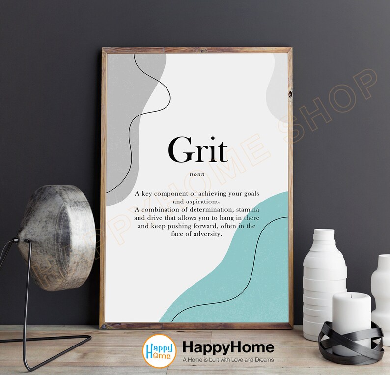 Grit Definition Poster Motivational Wall Art Inspirational - Etsy