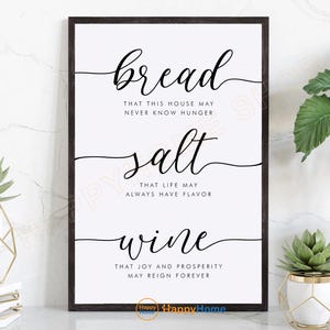 Bread Salt Wine Sign Wall Art Kitchen Decor It's A Wonderful Life Quote ...