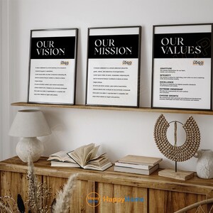 Our Vision Our Mission Our Values Wall Art Personalized Business ...