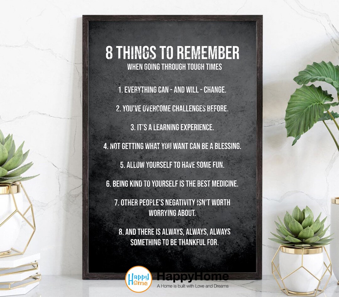 8 Things to Remember Motivational Inspirational Wall Art Ver. 2 ...
