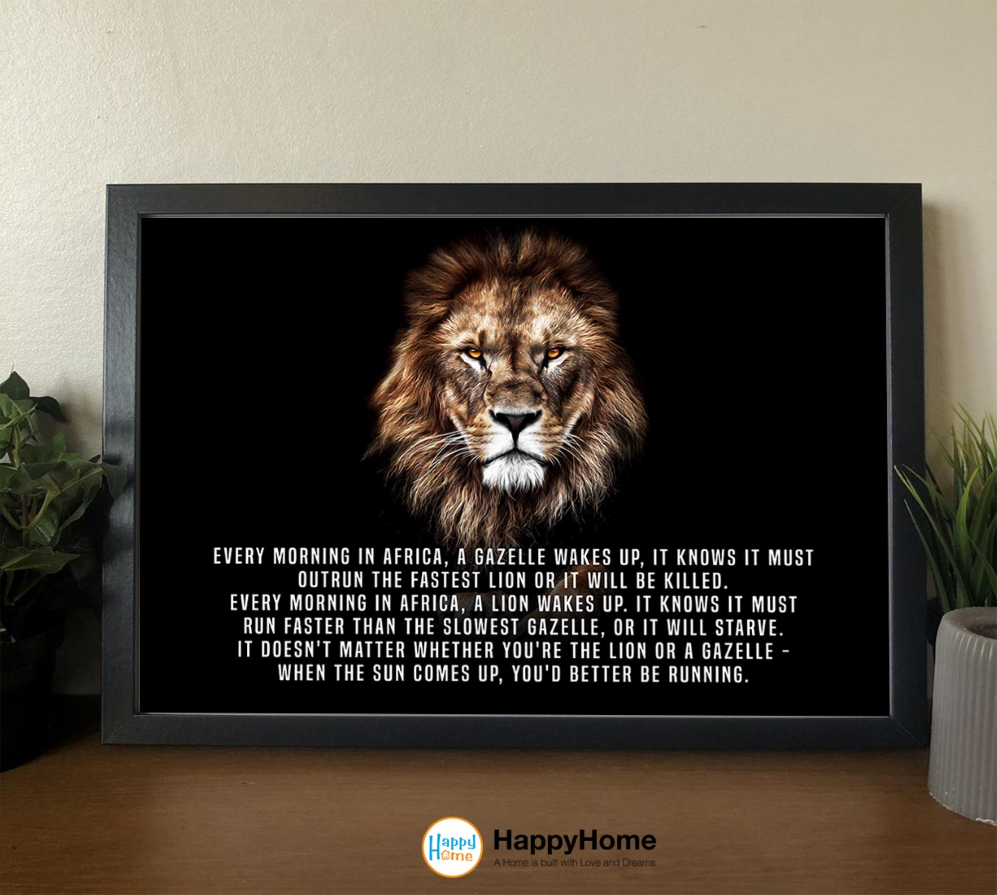 Lion Wall Art Motivational Inspirational Quotes Gazelle and Lion ...