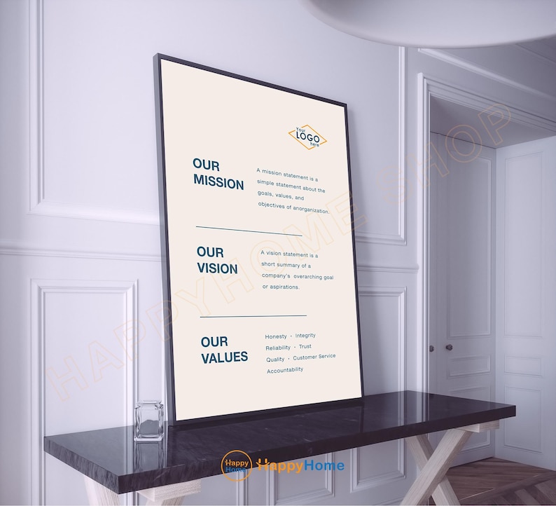 Personalized Company Our Values Our Vision Our Mission Statement Wall ...