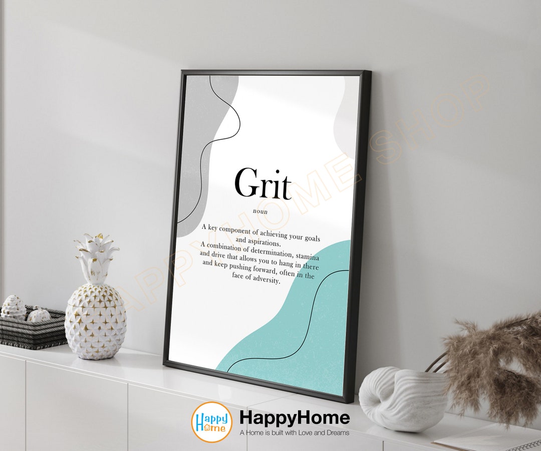 Grit Definition Poster Motivational Wall Art | Inspirational Wall Art ...