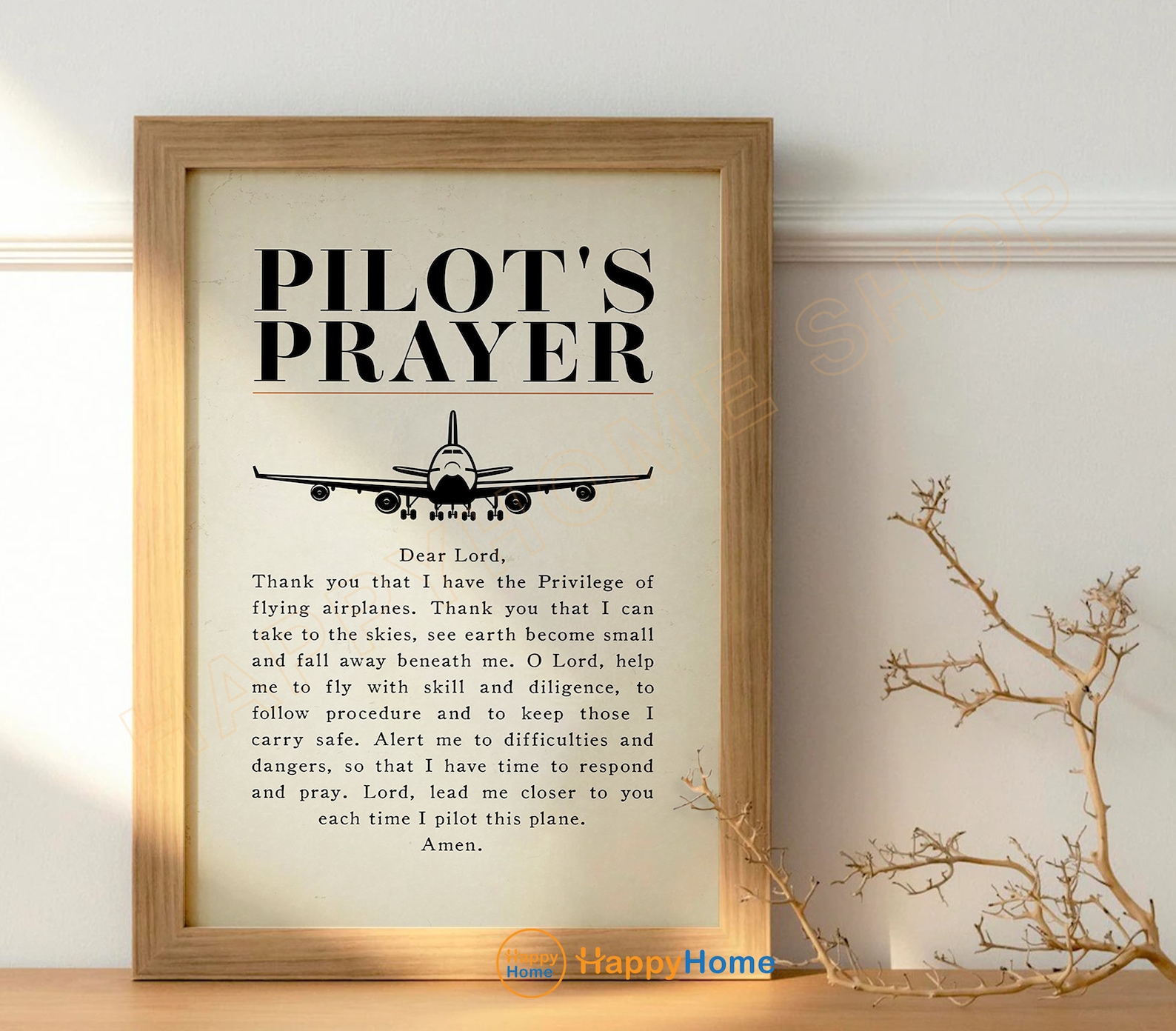 Pilot's Prayer Wall Art Aviation Prints Airplanes Quote Canvas Wall ...