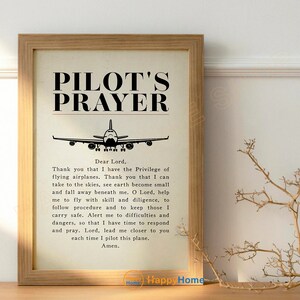 Pilot's Prayer Wall Art Aviation Prints Airplanes Quote Canvas Wall ...