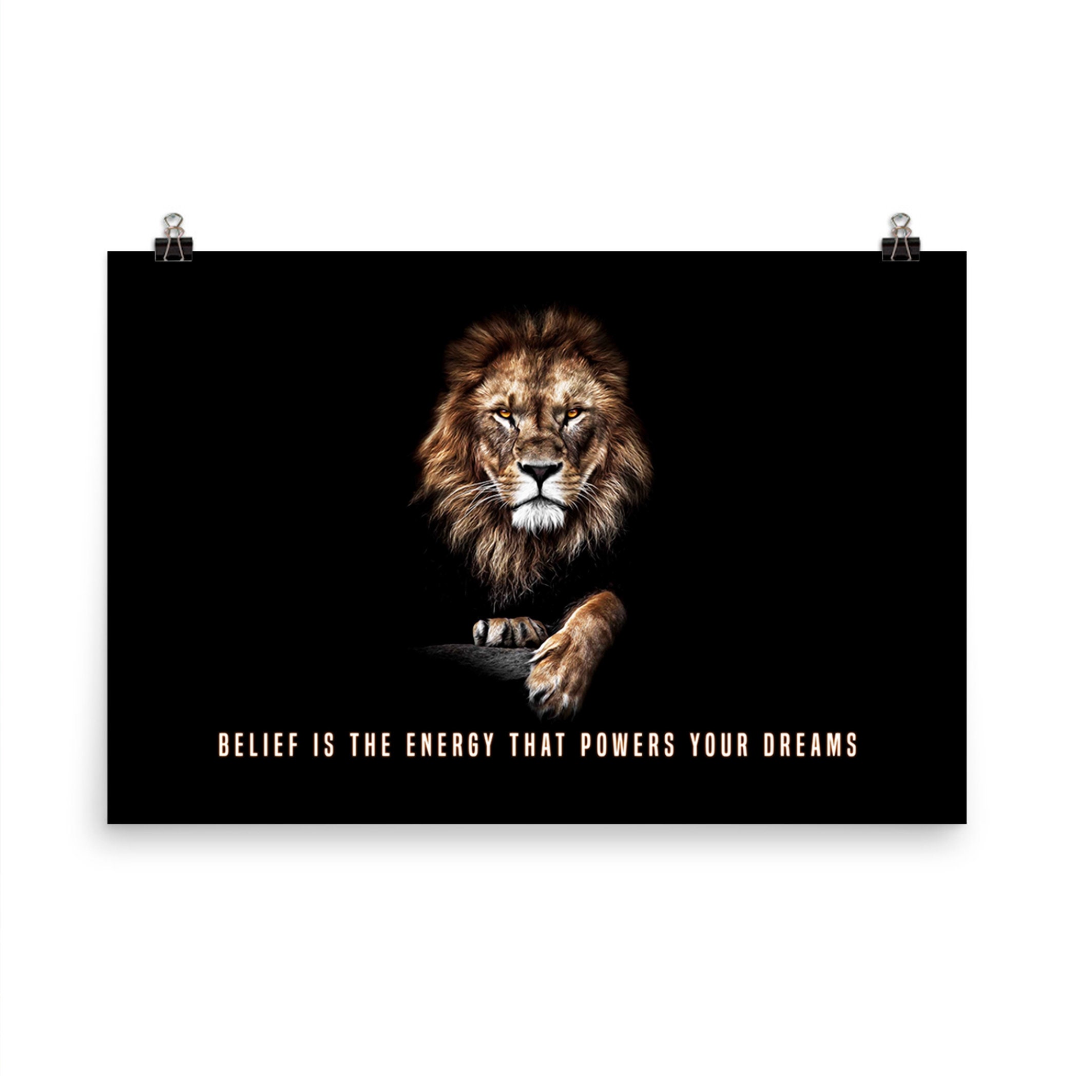 Lion Poster Motivational Inspiration Quotes Wall Art Belief - Etsy