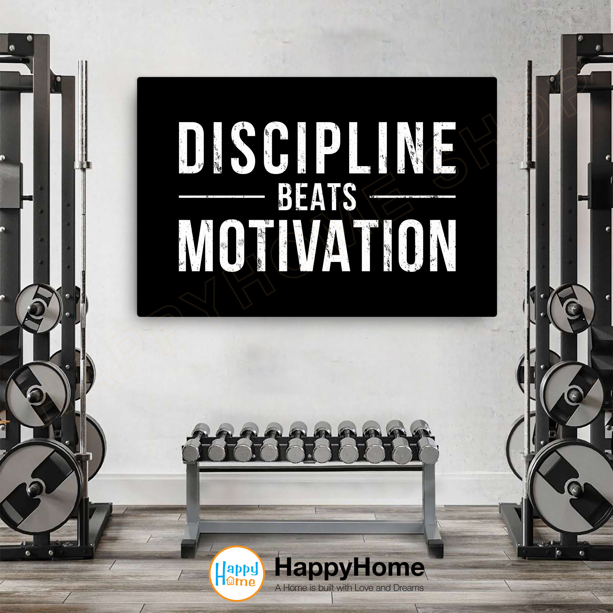Discipline Beats Motivation Wall Art Workout Room Decor Gym - Etsy