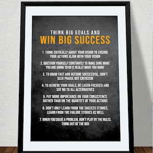 Think Big Goals and Win Big Success Motivational Quotes Wall Art Canvas ...