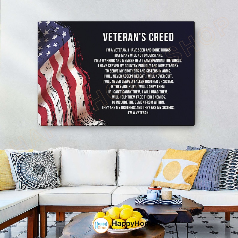 Veteran's Creed Wall Art I'm A Veteran America Veterans Day Gift ...