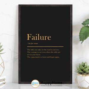 Failure Definition Poster Motivational Wall Art | Inspirational Wall ...