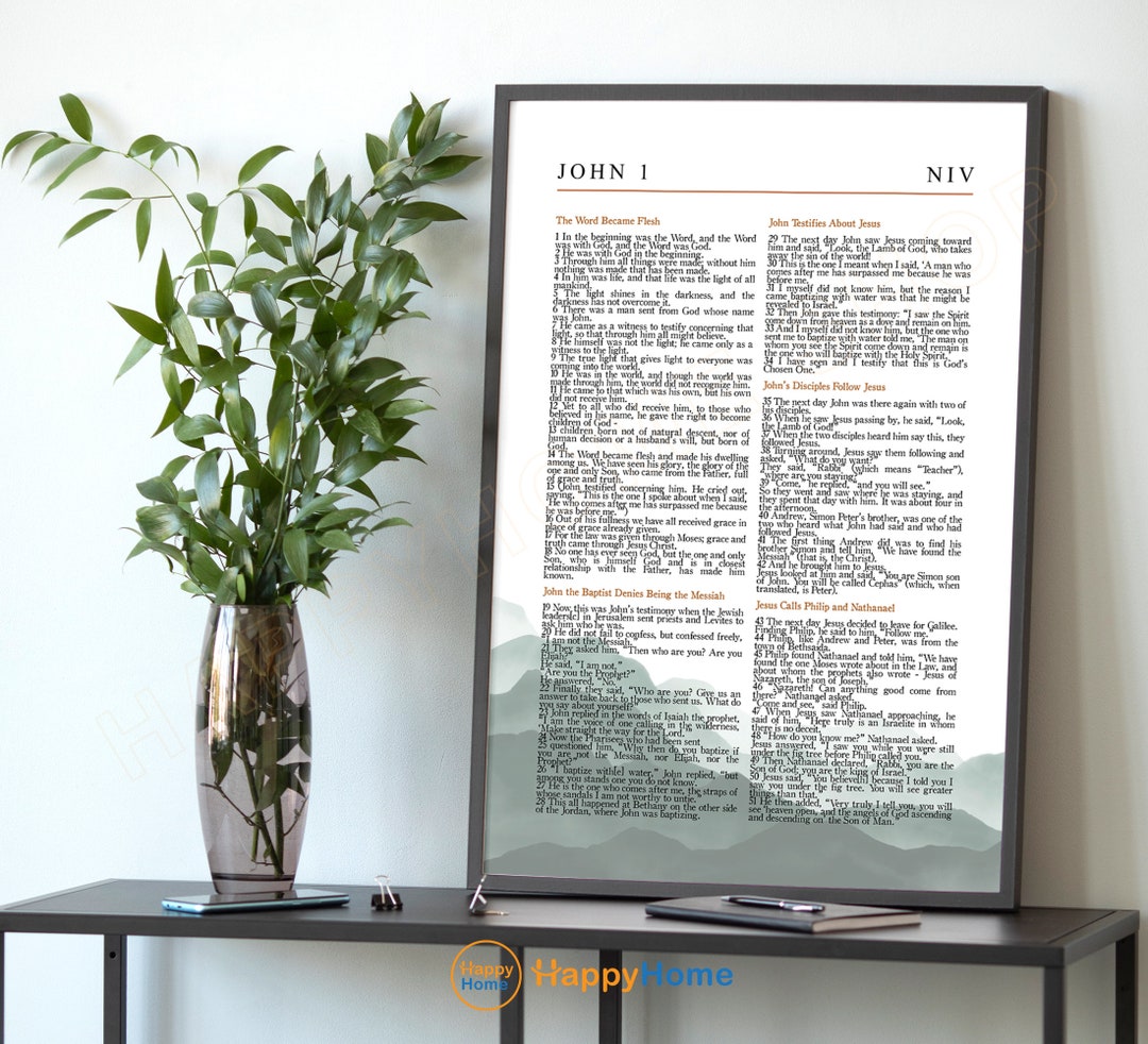 John 1 NIV Bible Verse Wall Art the Word Became Flesh Scripture Print ...