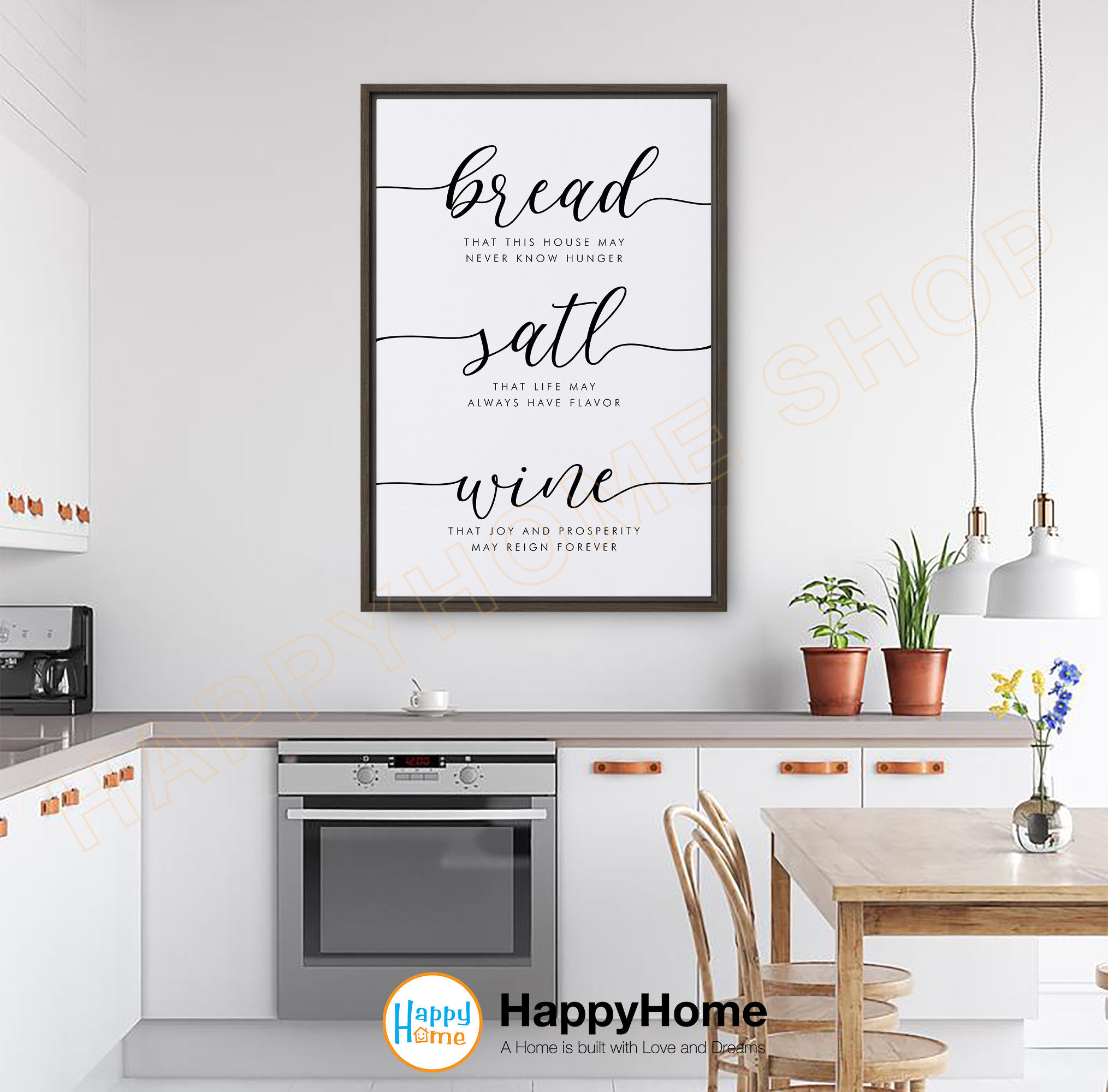 Bread Salt Wine Sign Wall Art Kitchen Decor It's A Wonderful Life Quote ...