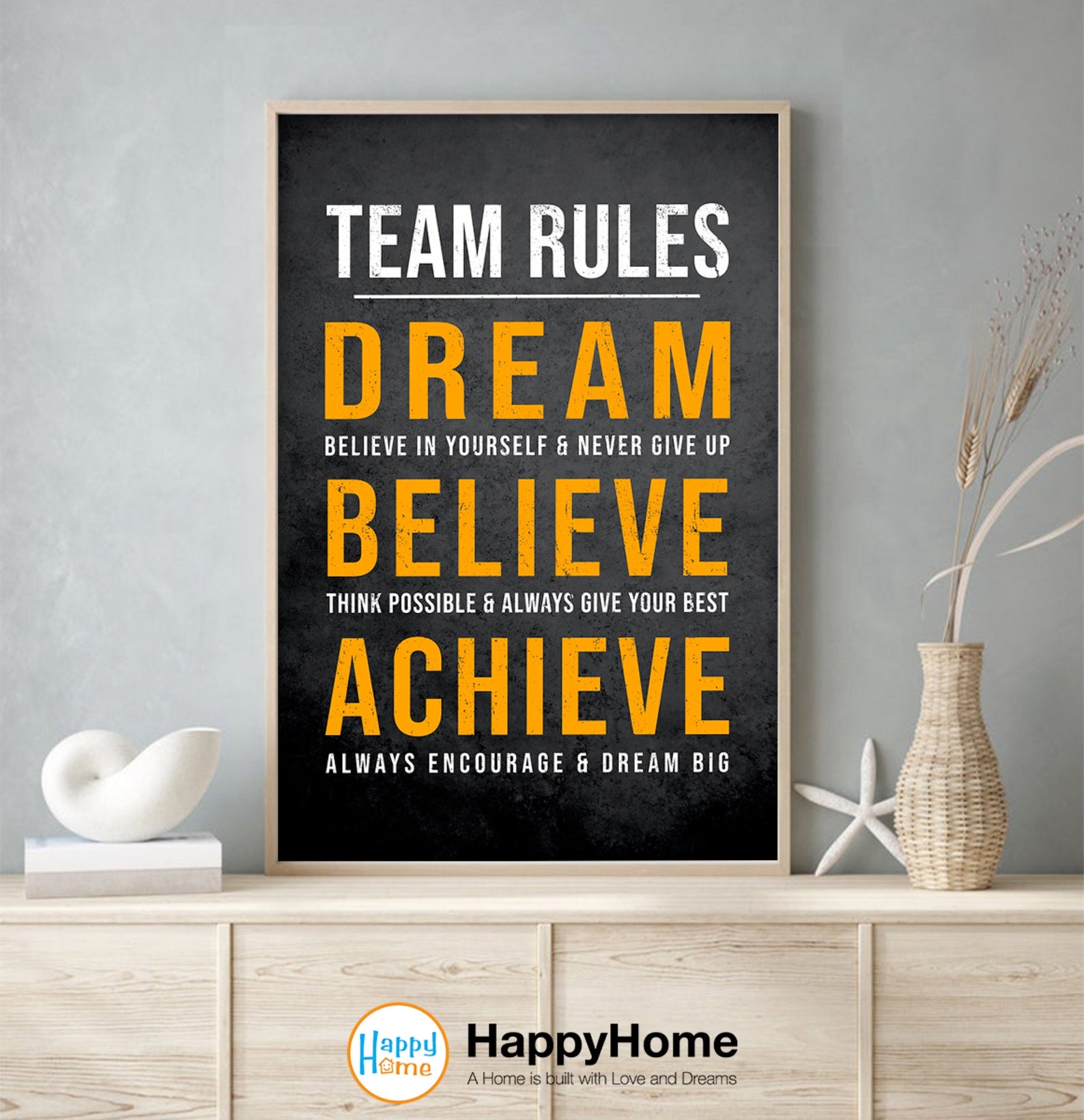 Team Rules Motivational Wall Art | Inspirational Wall Art Entrepreneur ...
