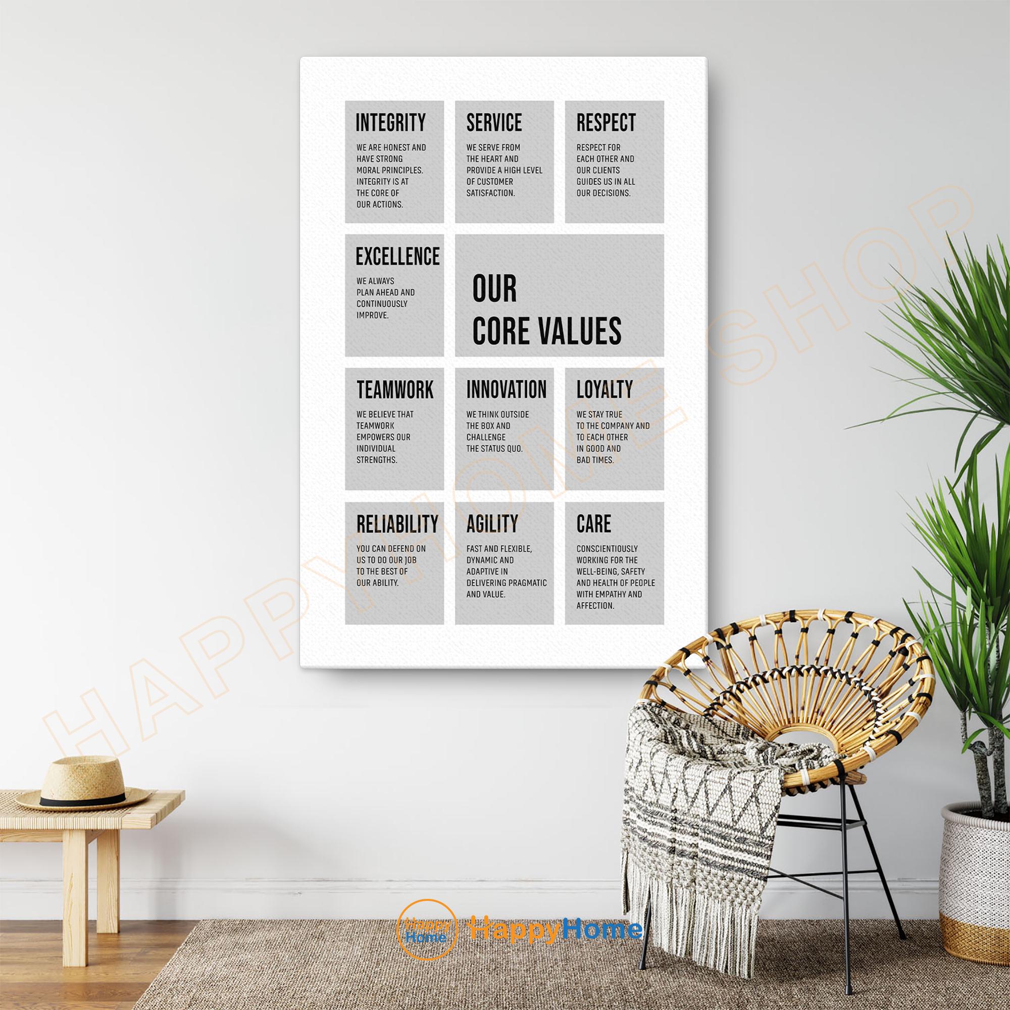 Personalized Company Core Values Wall Art Business Our Values Poster ...