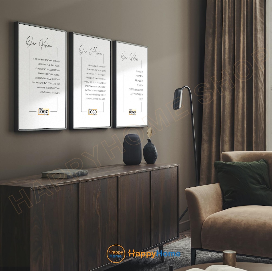 Our Values Our Vision Our Mission Wall Art Personalized Business ...