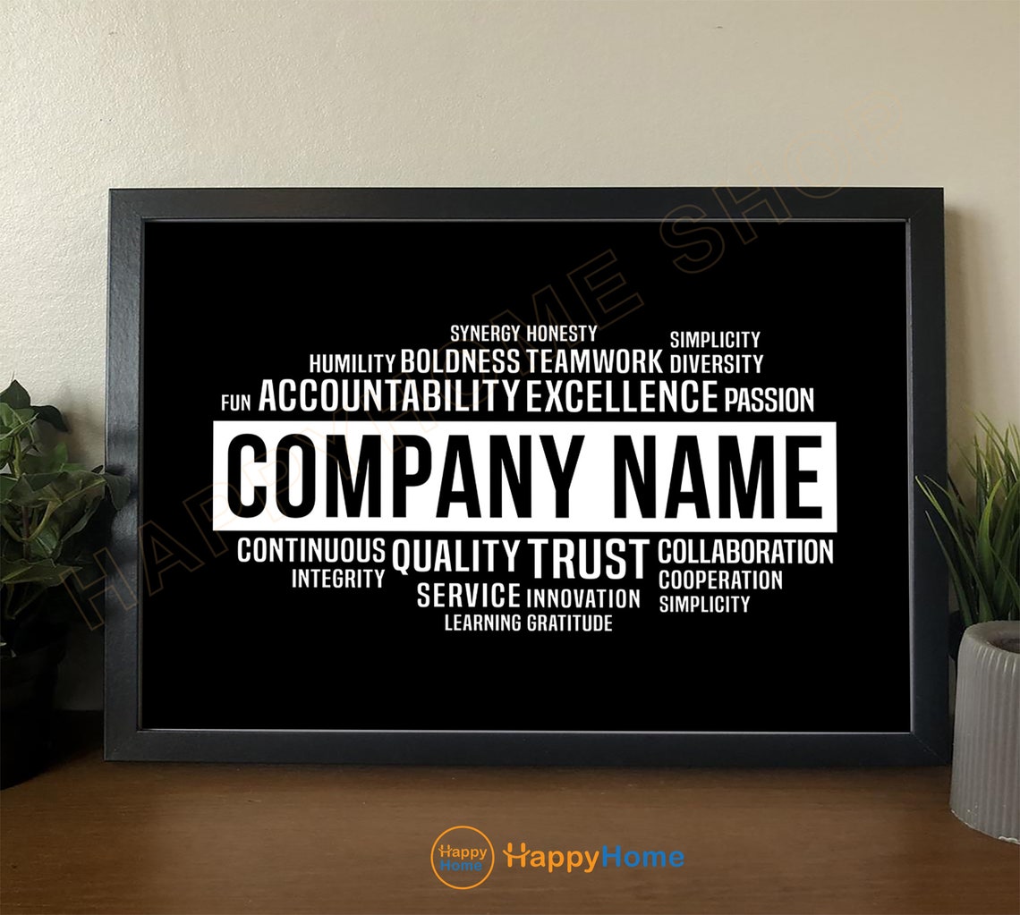 Personalized Company Core Values Wall Art Business Core Values Decor ...