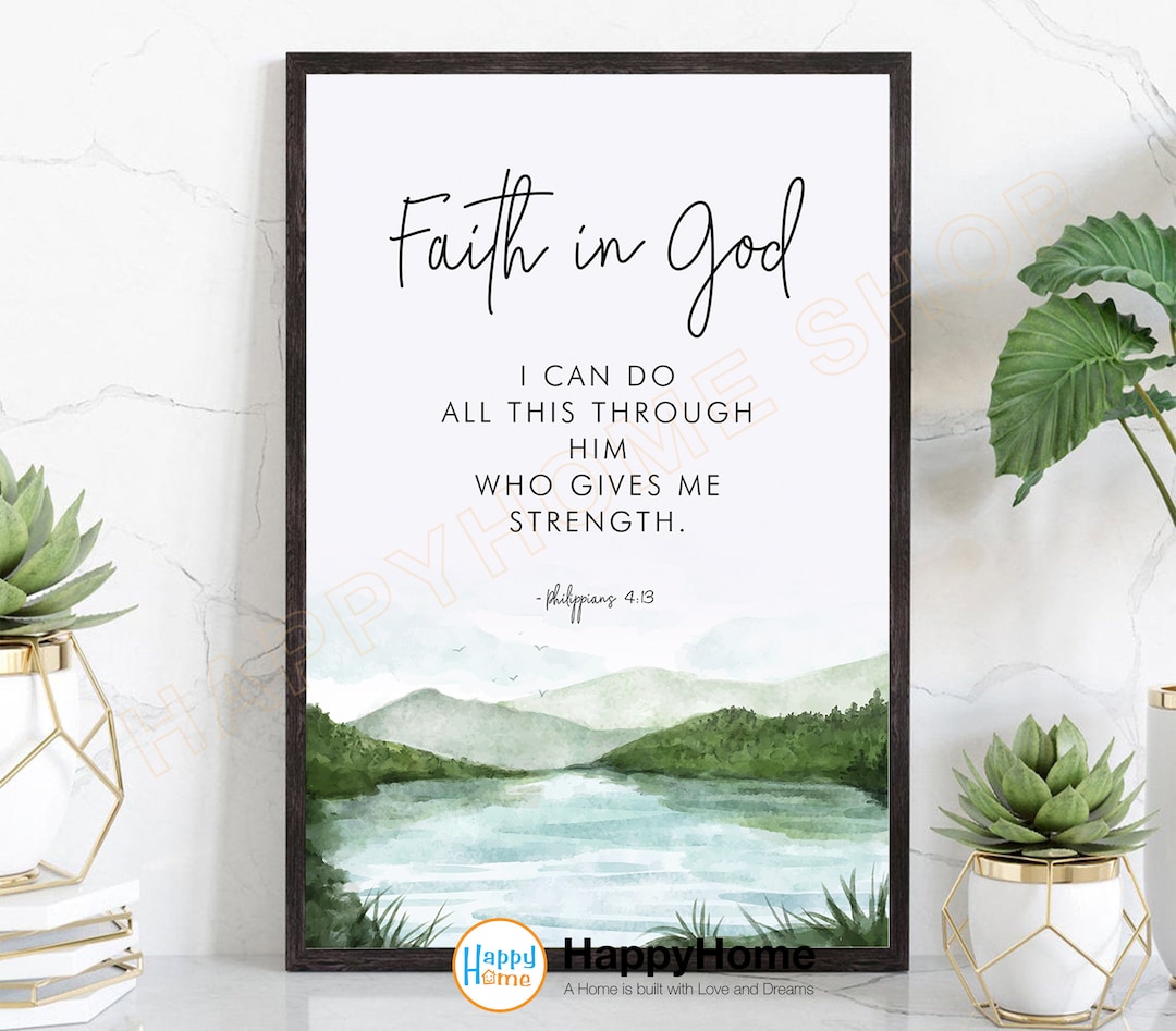 Philippians 4:13 Bible Verse Wall Art Scripture Quote Prints ...