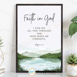 Philippians 4:13 Bible Verse Wall Art Scripture Quote Prints ...