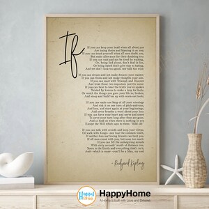 If Poem by Rudyard Kipling Wall Art If Poem Literary Prints Art Poetry ...