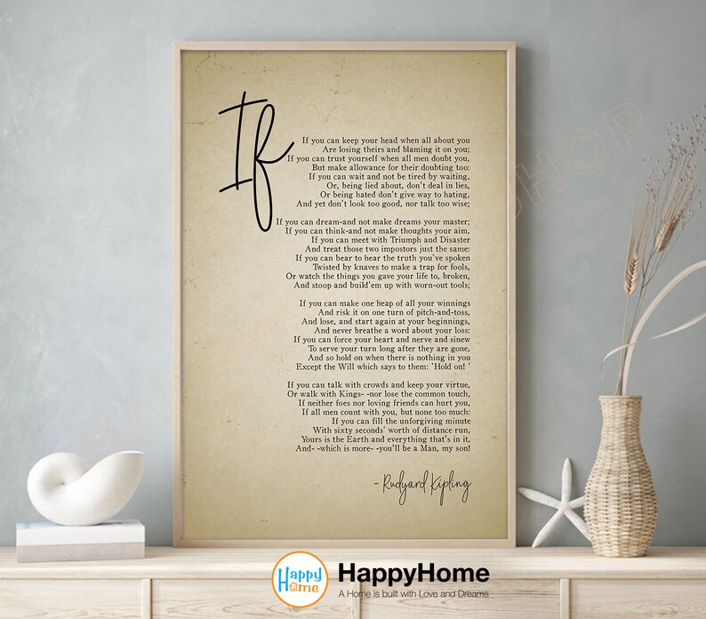 If Poem by Rudyard Kipling Wall Art If Poem Literary Prints - Etsy