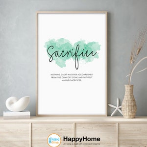 Sacrifice Definition Poster Motivational Wall Art | Inspirational Wall ...