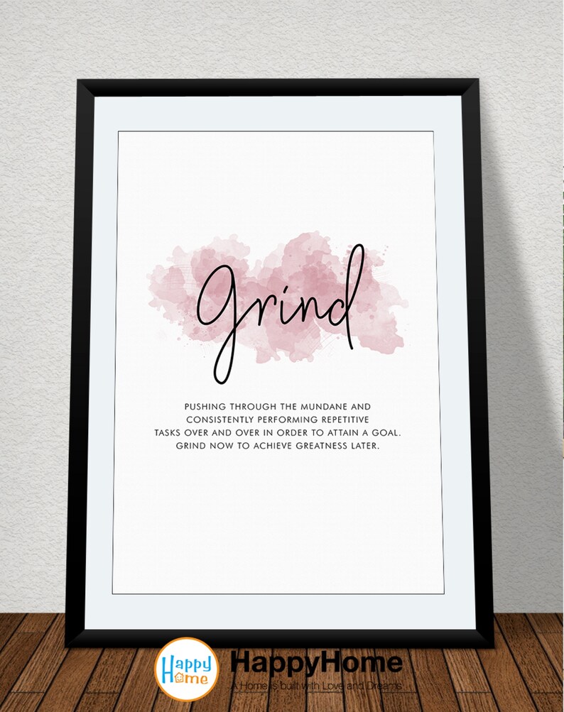 Grind Definition Poster Motivational Wall Art | Inspirational Wall Art ...