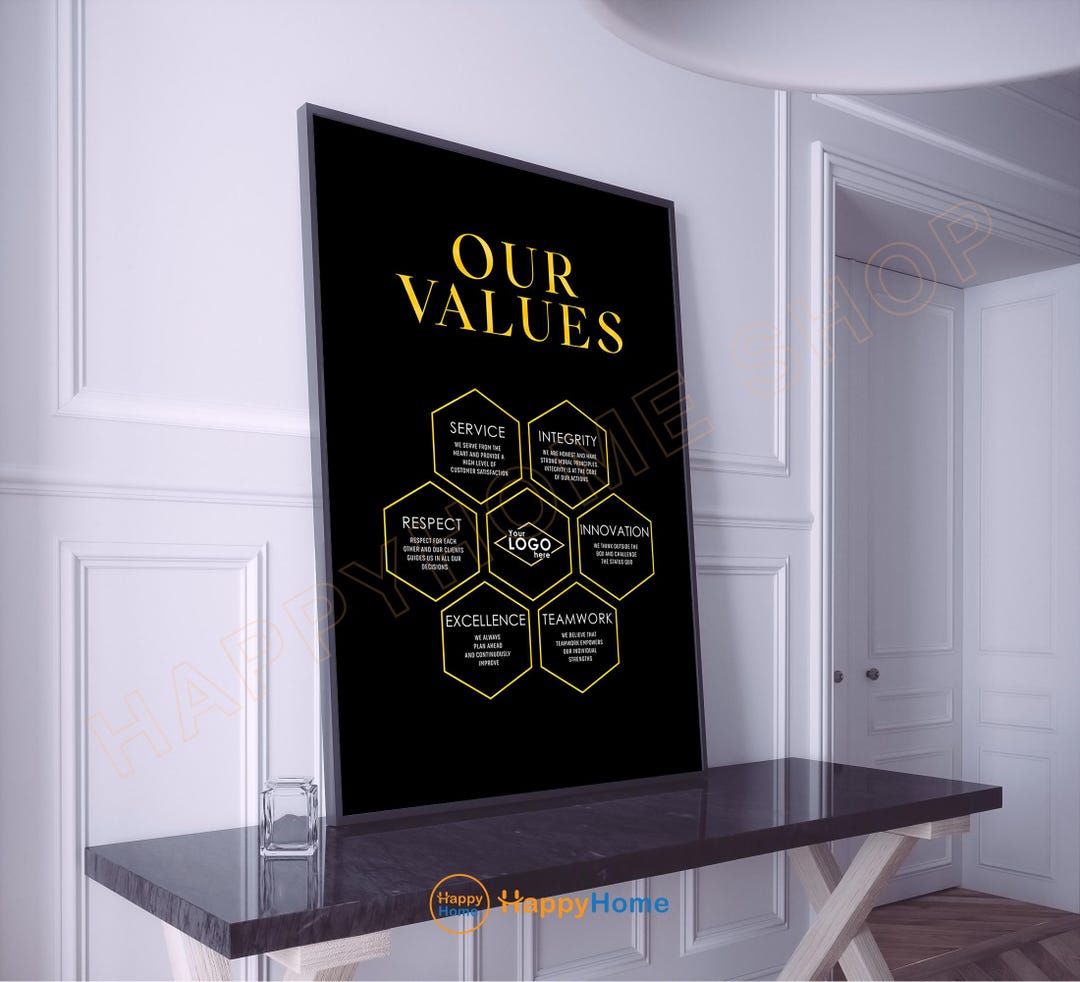 Custom Company Core Values Wall Art Business Office Decor Personalized ...