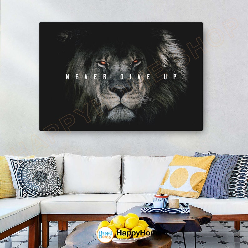 Lion Never Give up Wall Art Motivational Quotes Inspirational Poster ...