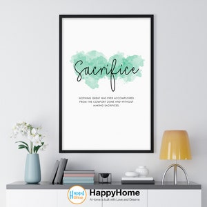 Sacrifice Definition Poster Motivational Wall Art | Inspirational Wall ...