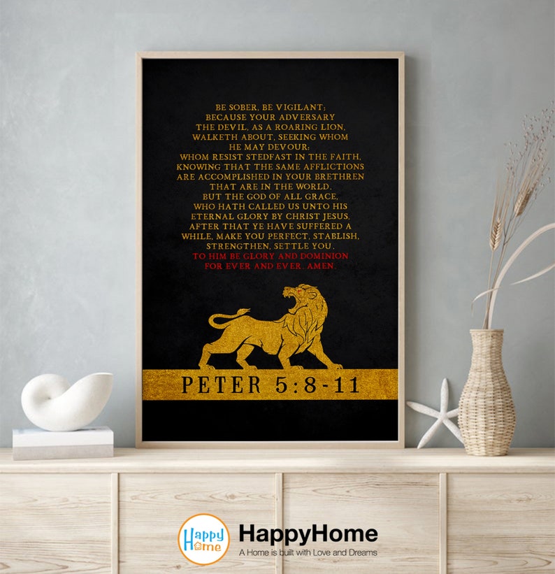 Peter 5:8-11 Be Sober, Be Vigilant | Bible Verse Wall Art | Christian ...