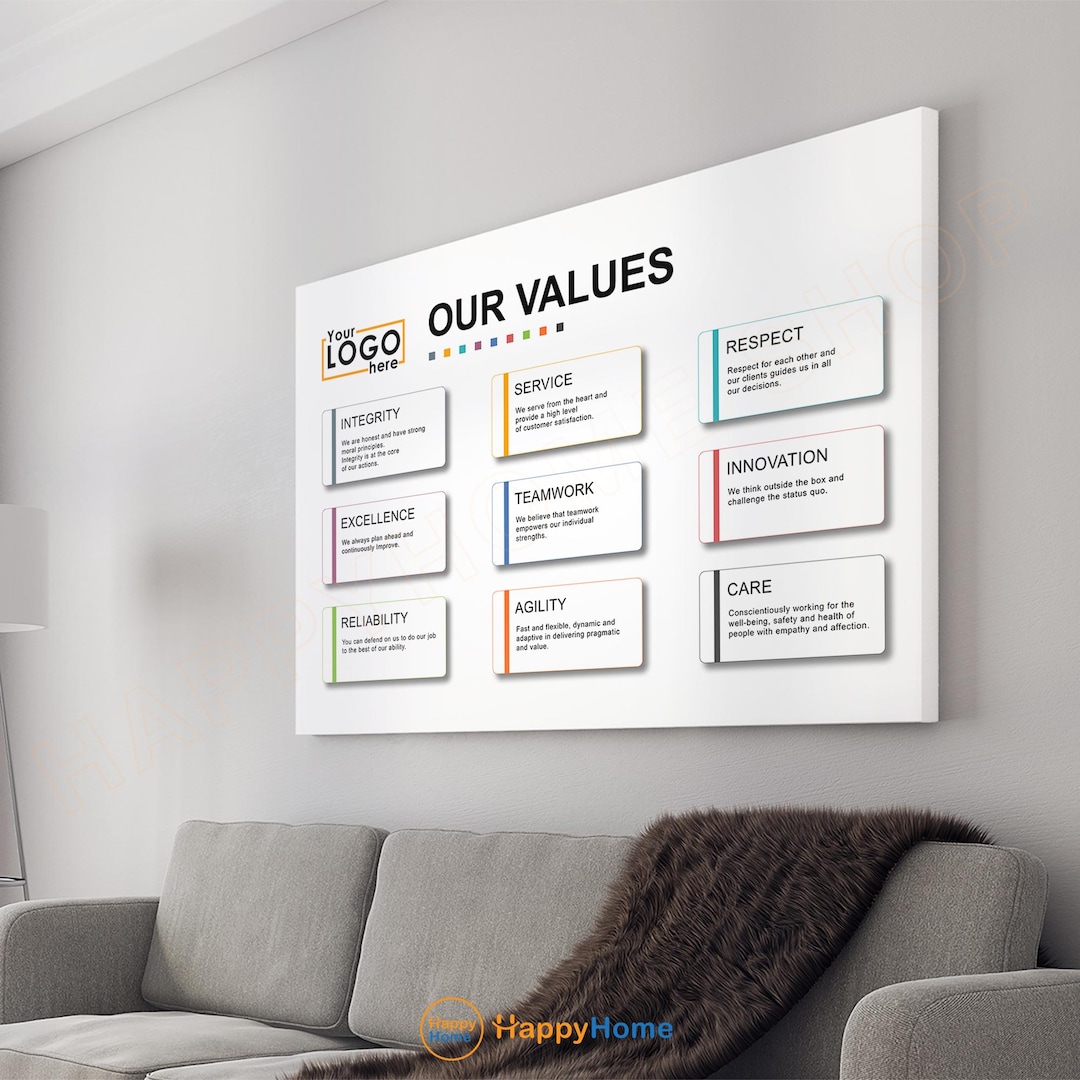 Personalized Company Our Values Wall Art Custom Business Core Values ...