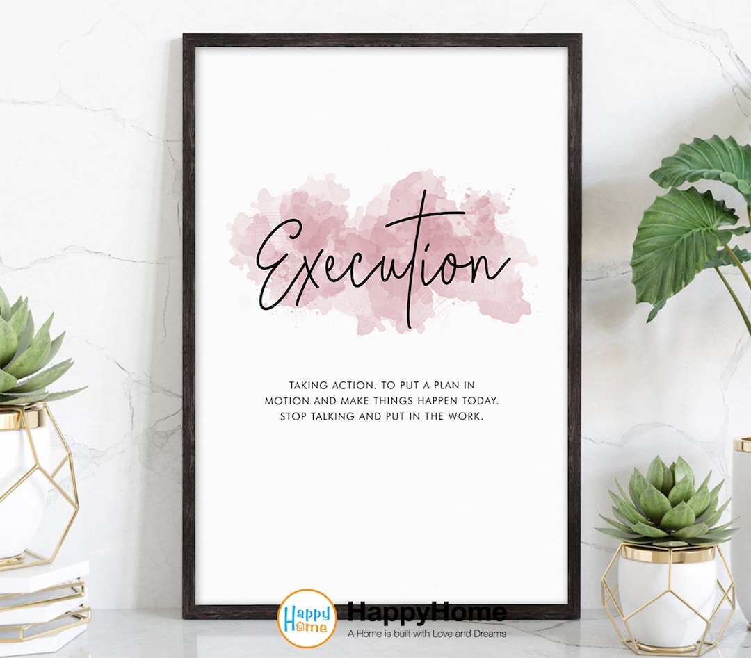 Execution Definition Poster Motivational Wall Art | Inspirational Wall ...