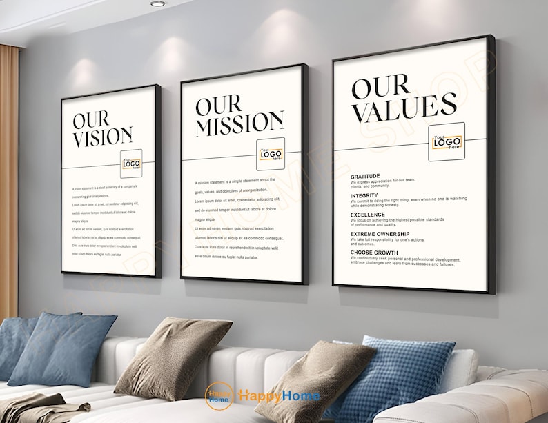 Personalized Business Statement Our Vision Our Mission Our Values Wall ...