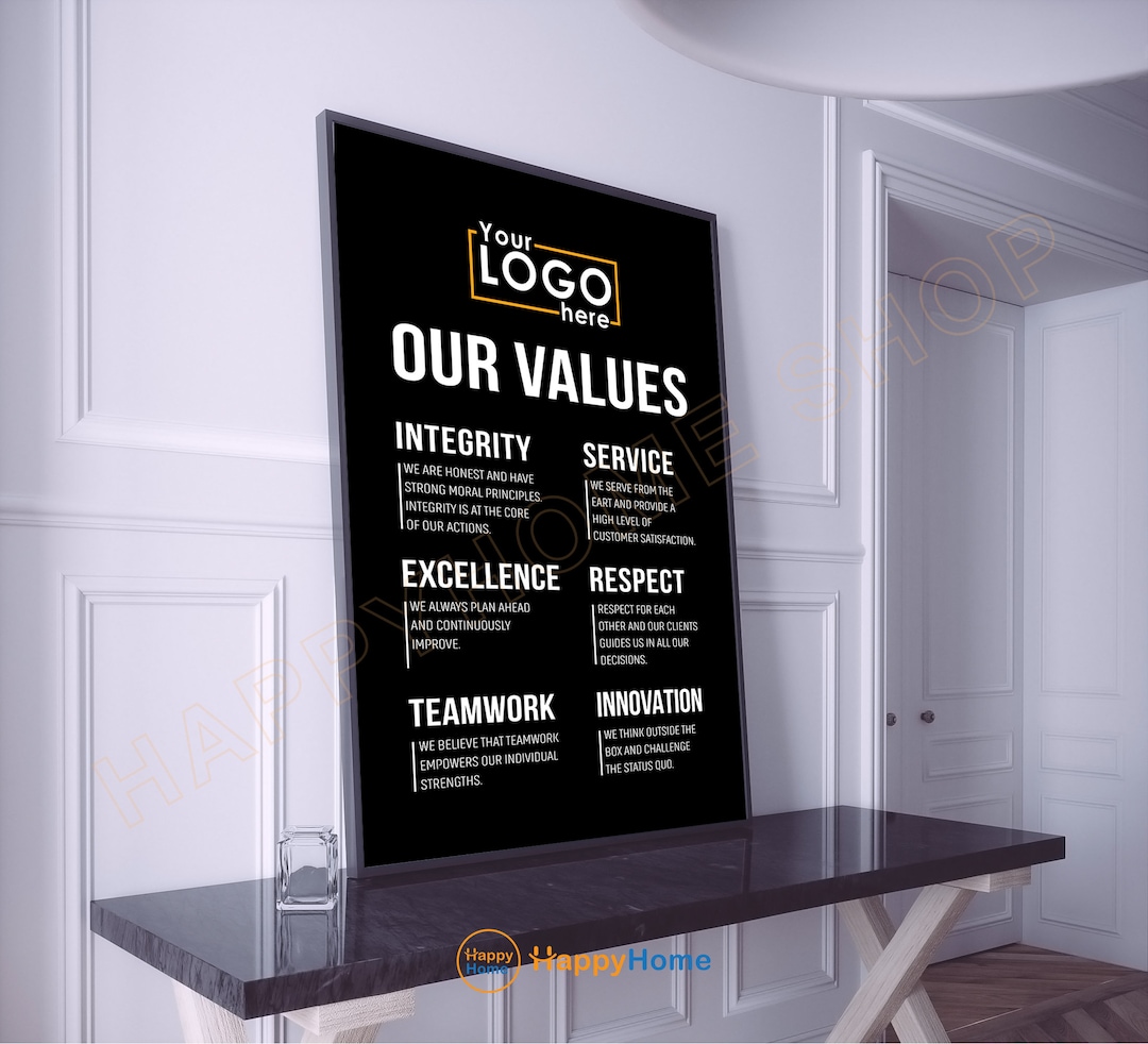Personalized Company Core Values Wall Art Business Core Values Decor ...