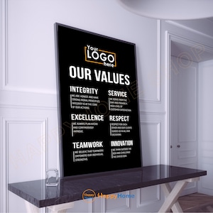 Personalized Company Core Values Wall Art Business Core Values Decor ...