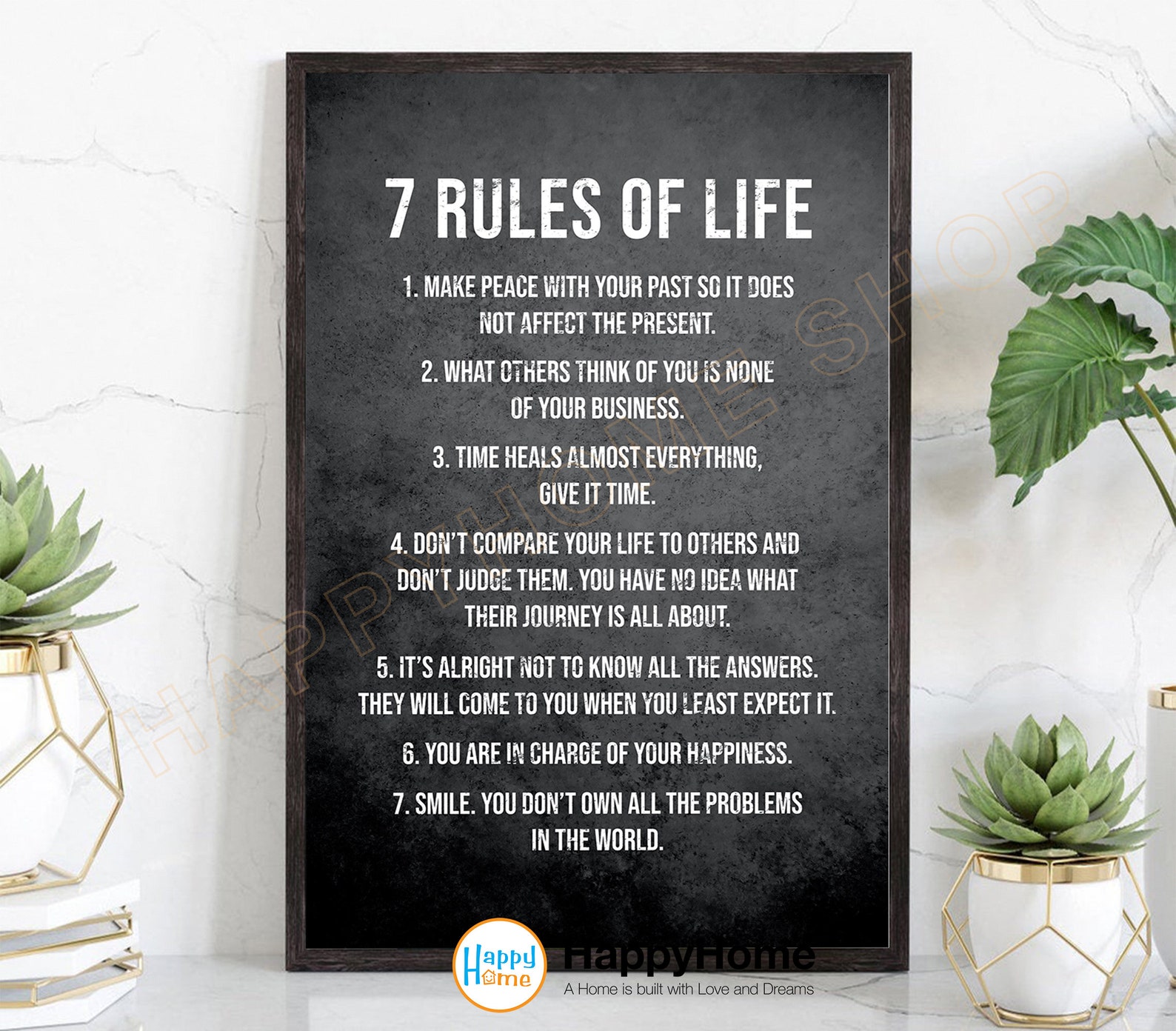 7 Rules of Life Motivational Inspirational Wall Art Ver. 2 ...