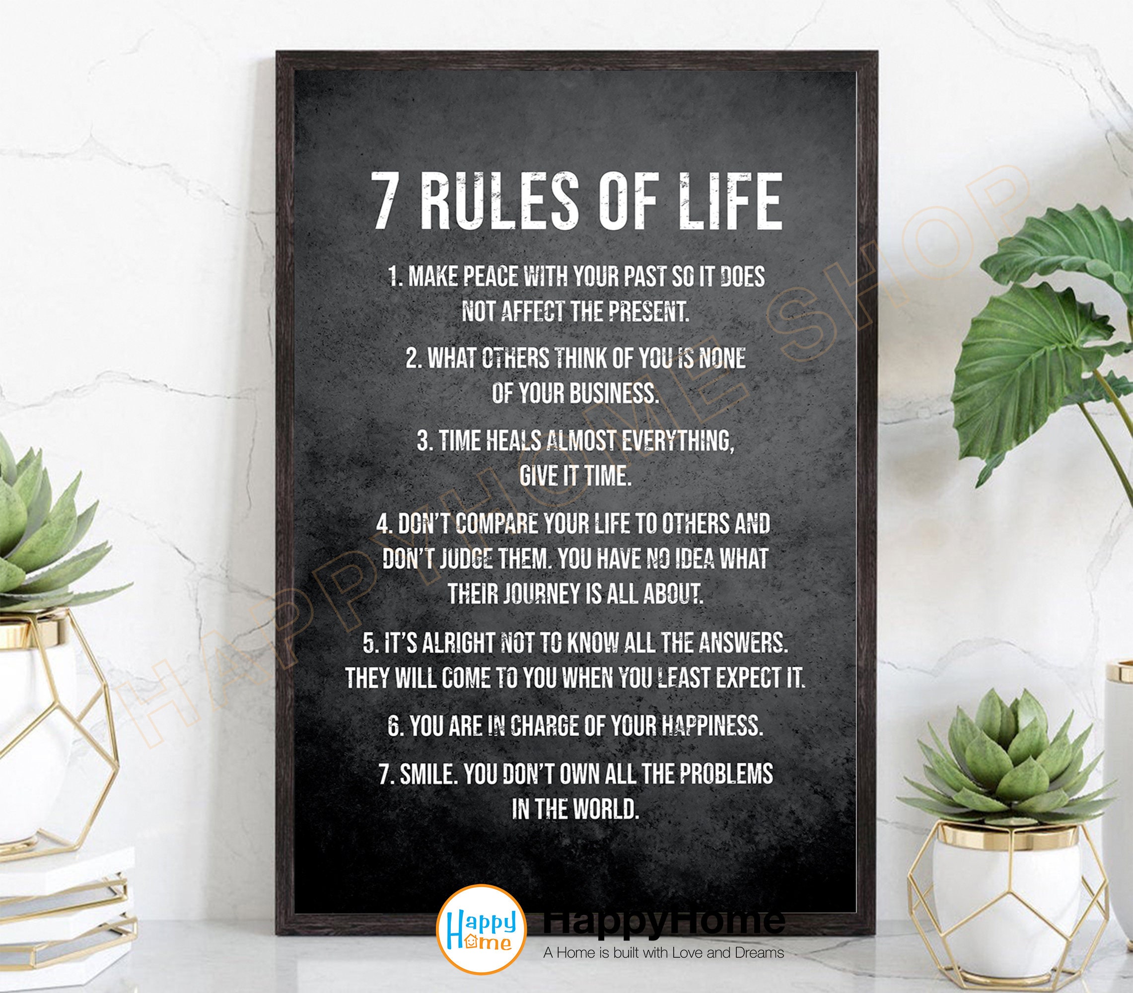 7 Rules of Life Motivational Inspirational Wall Art Ver. 2 - Etsy