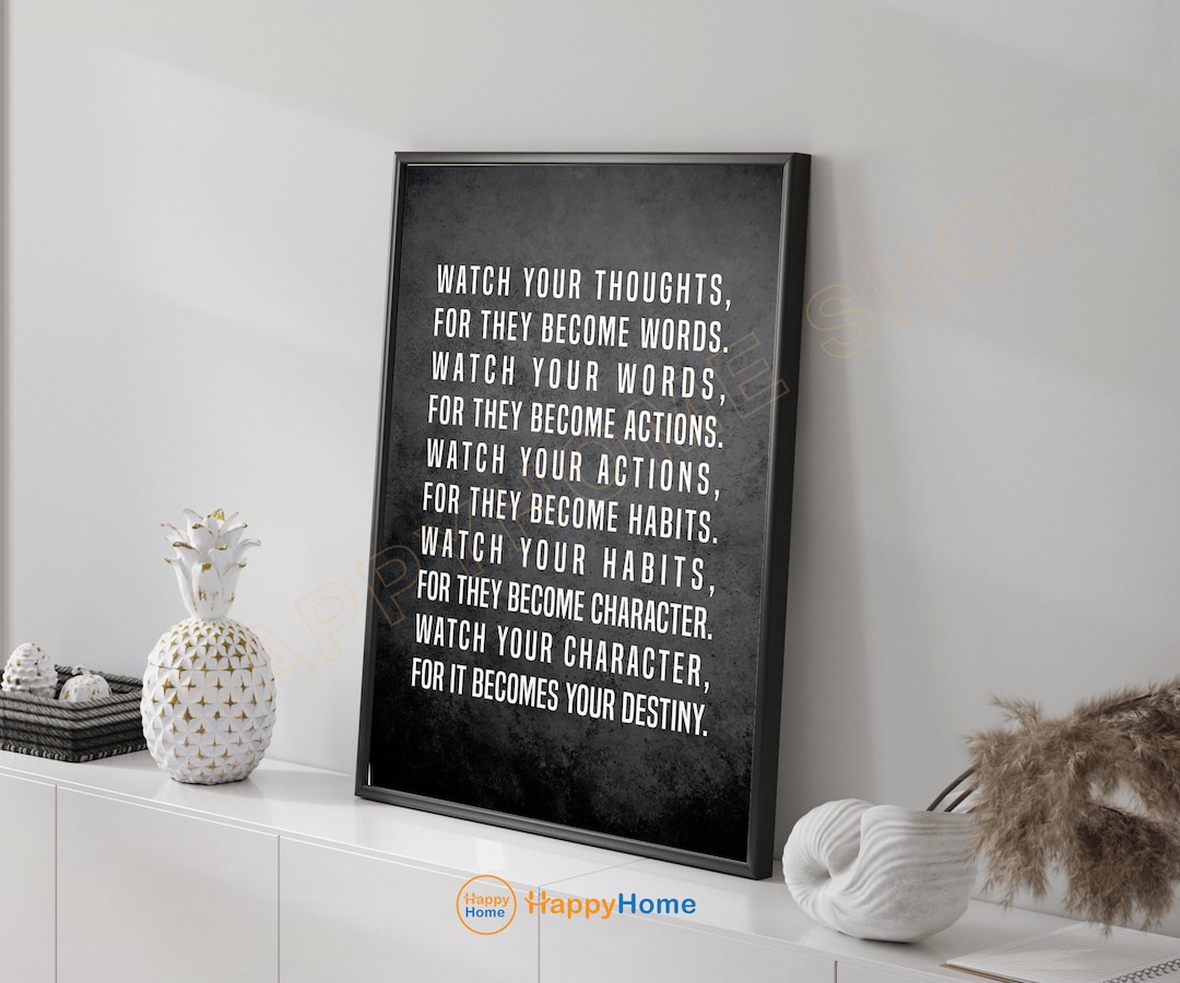 Watch Your Thoughts Wall Art Motivational Quotes Inspirational Art ...