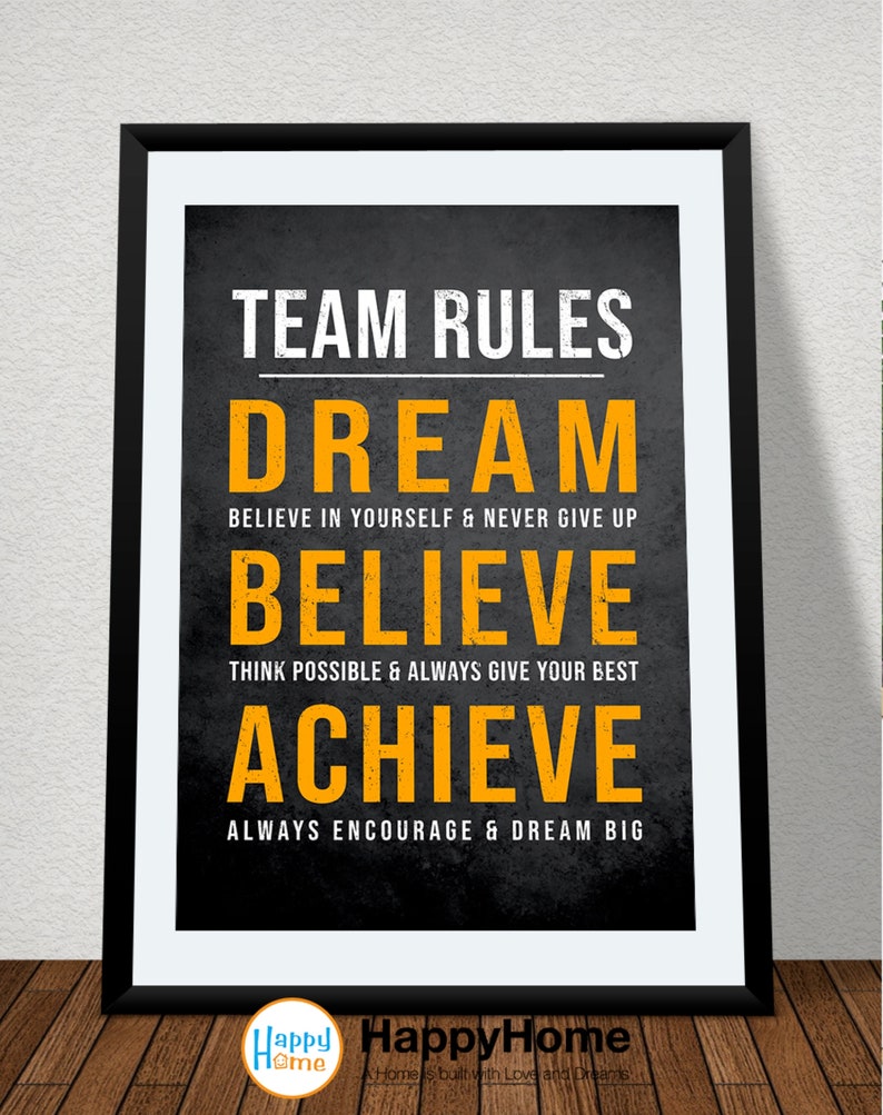 Team Rules Motivational Wall Art Inspirational Wall Art - Etsy