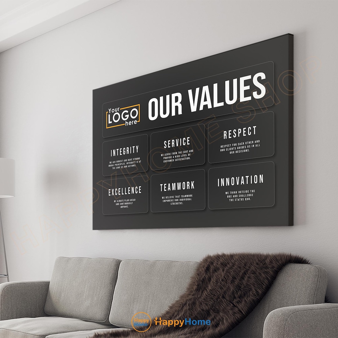Personalized Company Our Values Wall Art Business Core Values Decor ...
