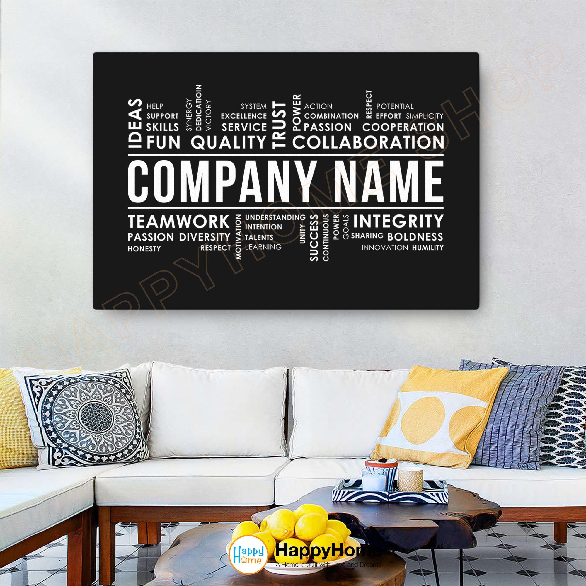 Personalized Company Values Wall Art Business Core Values Sign ...