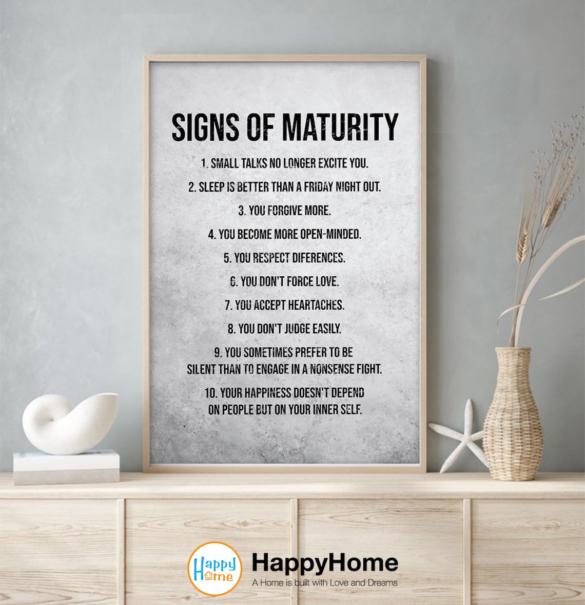 Signs of Maturity Motivational Inspirational Quotes Wall Art | Etsy