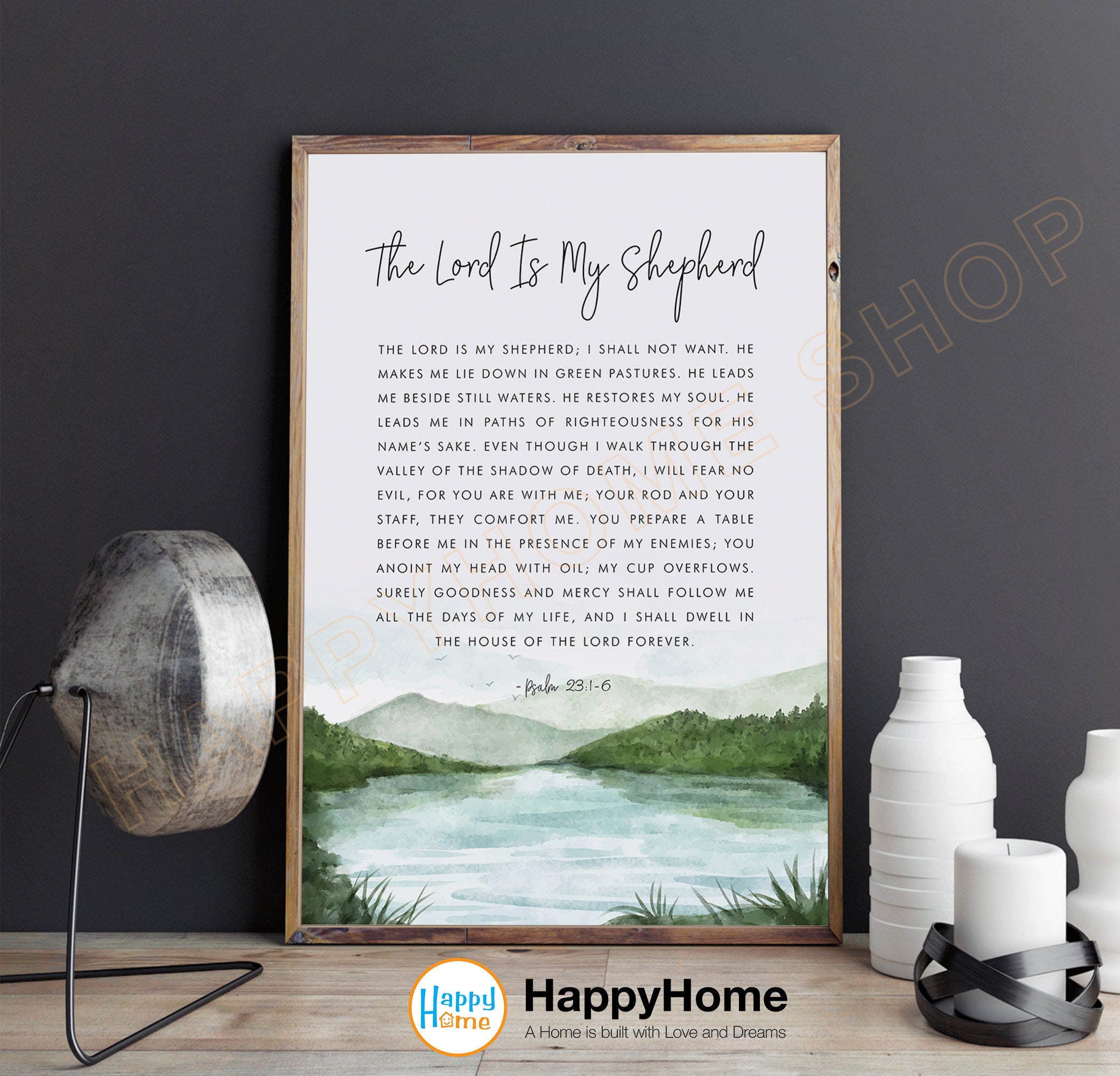 Psalm 23 ESV the Lord is My Shepherd Bible Verse Wall Art Scripture ...